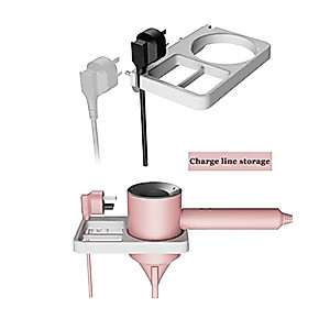 NOTMBESTM Hair Dryer Holder Blow Dryer Holder Compatible with Flat Iron Holder Wall Mount for Hair Tool Storage Organizer Straightener Holder Rack Build in Cable Management Slot (White)