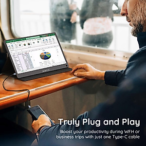 BOIFUN Portable Monitor - 15.8'' USB C HDMI Display, 1080P FHD IPS Second Screen for Laptop Desktop, 100% sRGB Gaming Monitor with Speakers for PC MAC PS4 PS5 Xbox Smartphone, Leather Cover Included