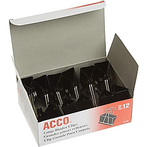 ACCO Binder Clips, Large, 1 Box, 12 Clips/Box (72100)