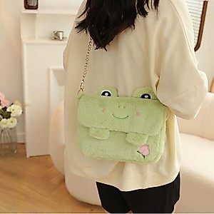 Plush Animal Handbag Crossbody Bag, Cute Lolita Plush Purse, Funny Birthday Gift for Women Girl(green)
