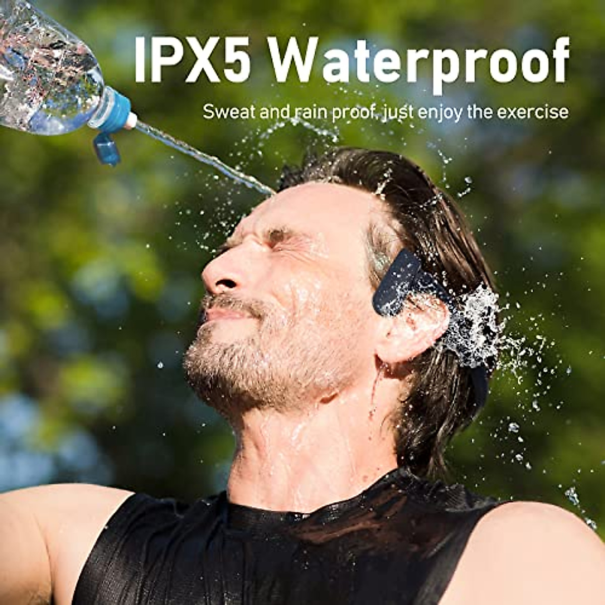 Mu6 Bone Conduction Headphones Replacement Open Ear Headphones Bluetooth with Microphone, Sweat Resistant Sports Headphones, 9+ Hours Playtime Headset for Music/Gaming/Running/Working