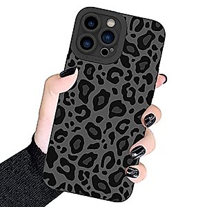 KANGHAR Case Compatible with iPhone 13 Pro Max,Black Leopard Design,Silicone Non-Slip +Shockproof Rugged TPU Protective Case for iPhone 13 Pro Max 6.7 Inch (2021) Leopard Pattern