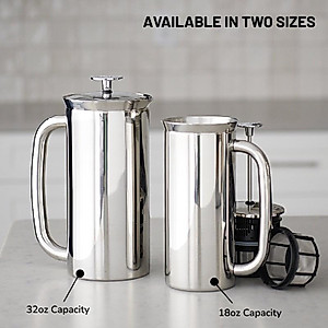ESPRO - P7 French Press - Double Walled Stainless Steel Insulated Coffee and Tea Maker with Micro-Filter - Keep Drinks Hotter for Longer, Perfect for Home (Polished Stainless Steel, 18 Oz)