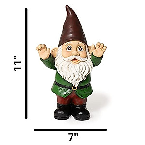 Solar Powered LED Garden Gnome w/ Creepy Light-up Glowing Red Eyes, 11" Tall, Weather Resistant, Meet Figglethorpe The Fire-Eyed Gnome