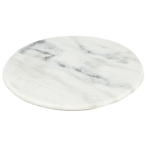 mDesign Large Round Slab Stone Kitchen Countertop Pastry Cutting Board, Serving Tray for Bread, Breakfast, Snacks, Cheese, Pizza, Appetizers - Use for Chopping, Cooking, Baking, Cooling - Marble