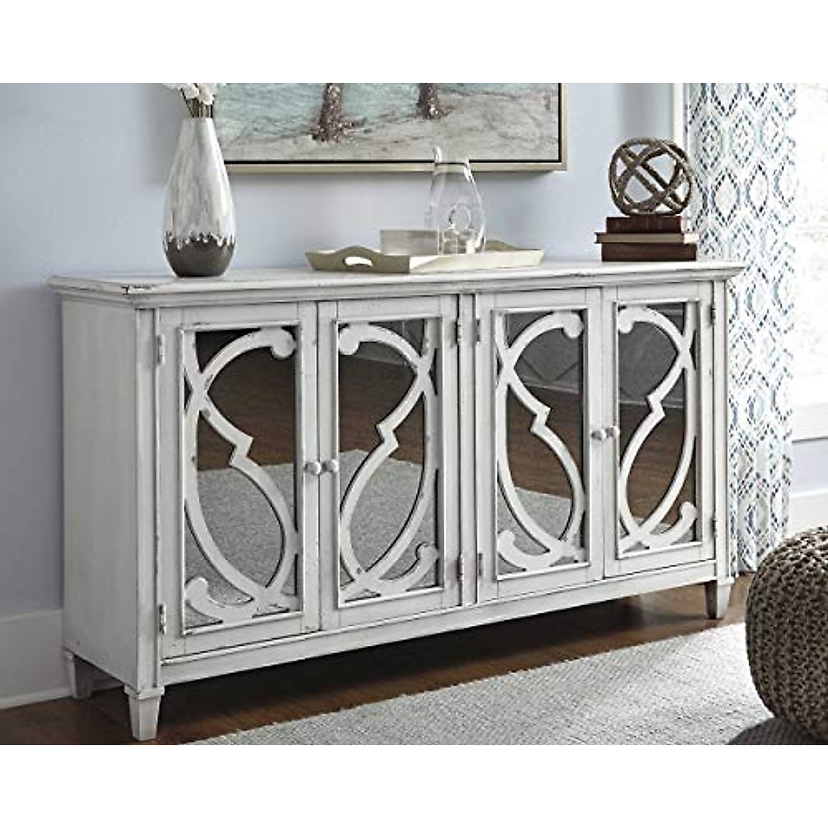 Signature Design by Ashley Mirimyn Vintage Accent Cabinet or TV Stand, Light Gray