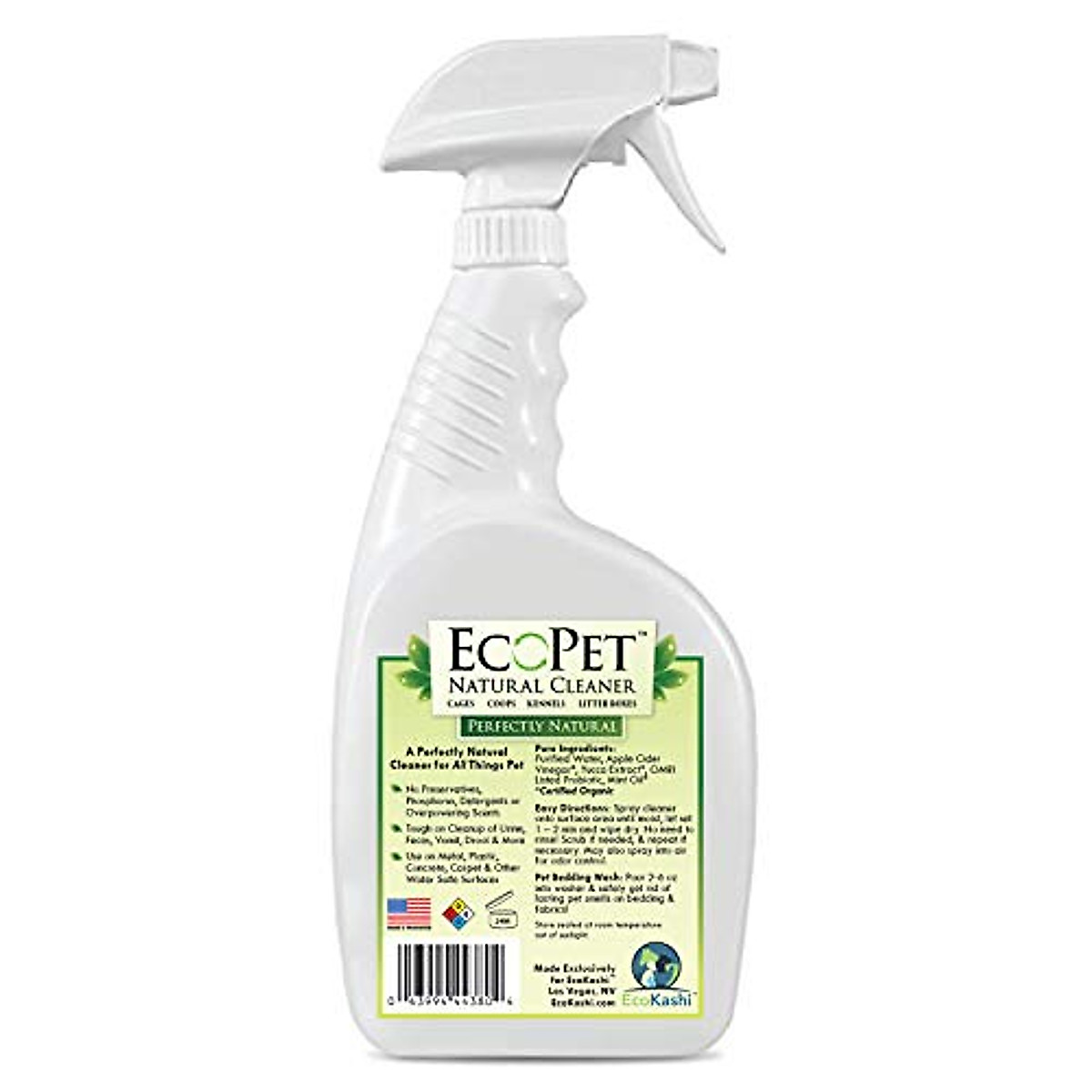 EcoPet All Natural Pet Odor and Stain Remover - Probiotic Powered Multi Surface Cleaner - Effective Non-Toxic Pet Odor Eliminator and Pet Stain Eraser, Scented, Trigger Spray, 16 oz