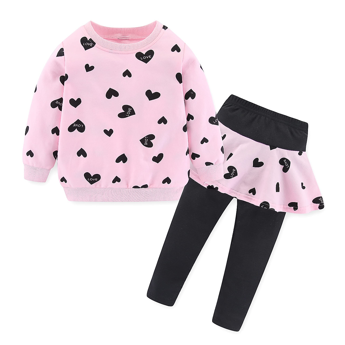 BOMDEALS Adorable Cute Toddler Baby Girls Clothes Set,Long Sleeve T-Shirt +Pants Outfit(Age(5T), Pink)