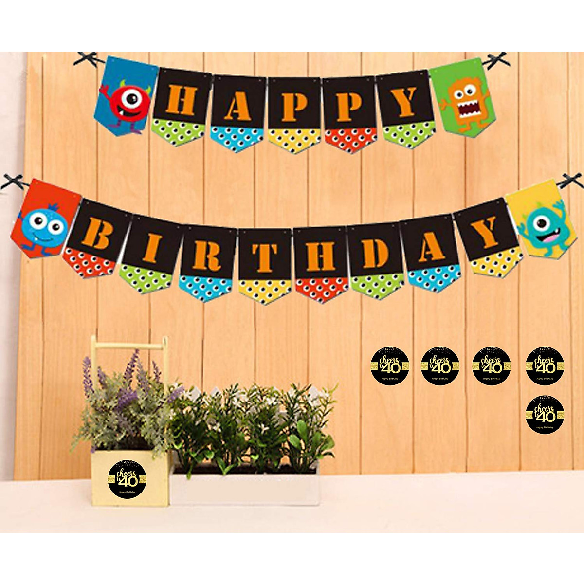 Sumerk 48 PCS Cheers to 40 Stickers Large Bottle Stickers 40th Birthday Stickers Card Seals 2 INCHES Round Happy Birthday Party Favors Stickers