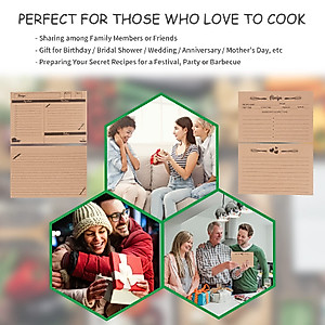 80 Count Recipe Cards 4x6 Inches, Thick Craft Paper Blank Double Sided, Classic Style, for Barbecues, Bridal Showers, or Housewarming Parties (2 Designs 40pcs each)