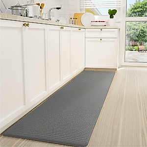 Color G Kitchen Runner Rug Floor Mat, Cushioned Anti-Fatigue, Non Skid Waterproof Comfort Standing Rugs, Memory Foam, 17"x79", Grey