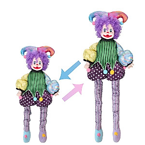 GARUNK 37.4" Plush Clown Doll - Baby Girl Birthday Gift - Cute Stuffed Toy with Retractable Arms & Legs, Purple
