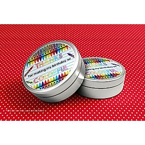 Crayon Thank You Birthday Party Sticker Labels, 40 2" Party Circle Stickers by AmandaCreation, Great for Party Favors, Envelope Seals & Goodie Bags