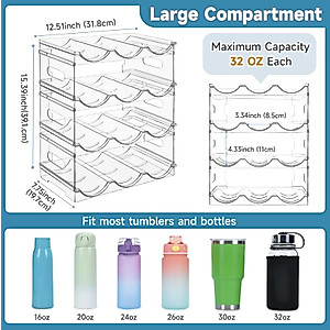 IROONN Large Compartment Water Bottle Organizer, Stackable Water Bottle Organizer for Cabinet, 4 Tier Water Bottle Holder for Kitchen Pantry, Plastic Wine Rack Tumbler Travel Cups Storage