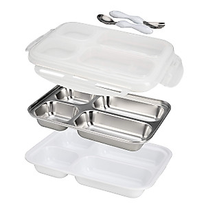 Nuby Insulated Travel Lunchbox with Fork, Spoon, and Lid - 12+ Months - Stainless Steel