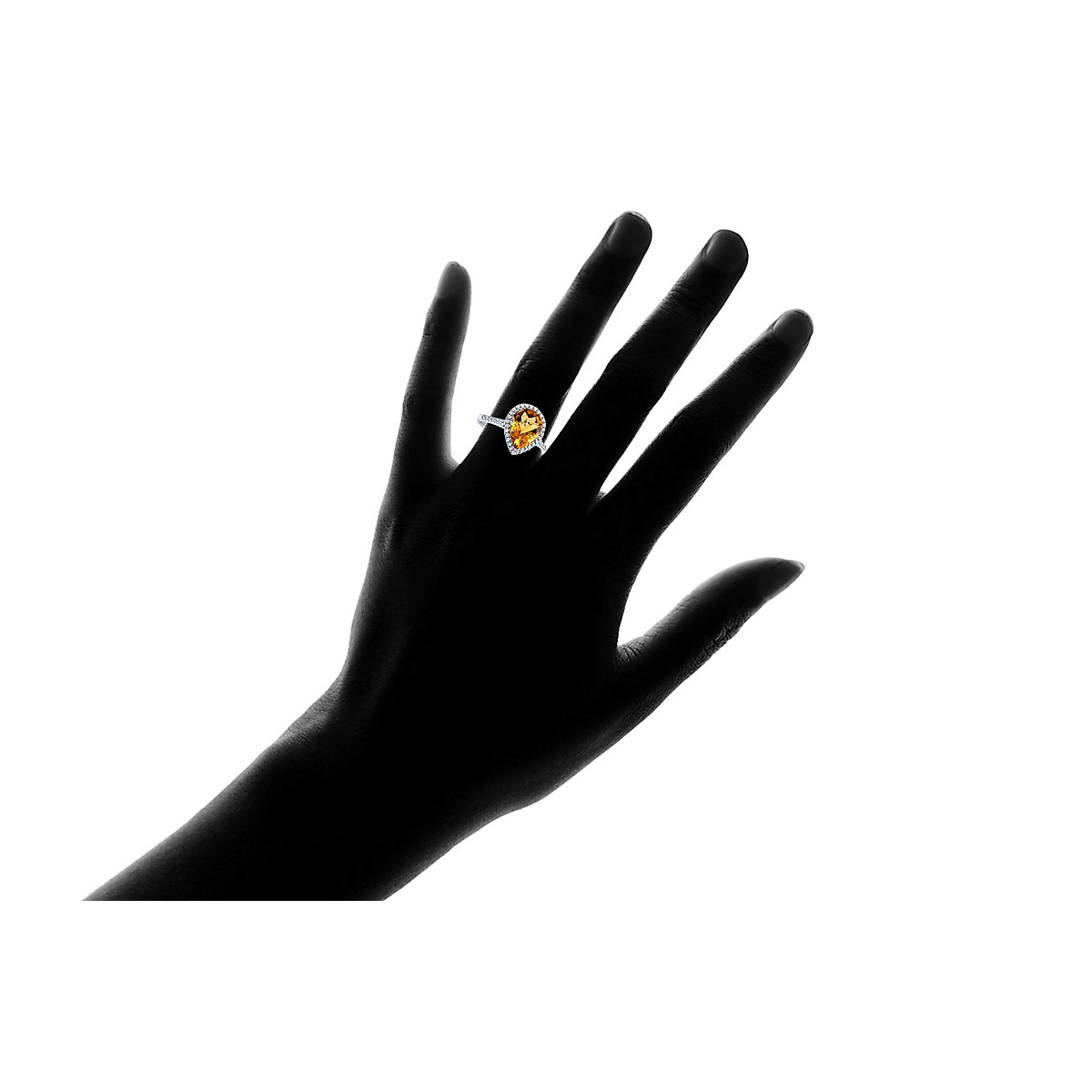 Verona Jewelers Sterling Silver Genuine Gemstone Halo Pear Cut Teardrop Ring for Women- 925 gemstone Rings, SELECT COLOR and SIZE (11, Citrine)