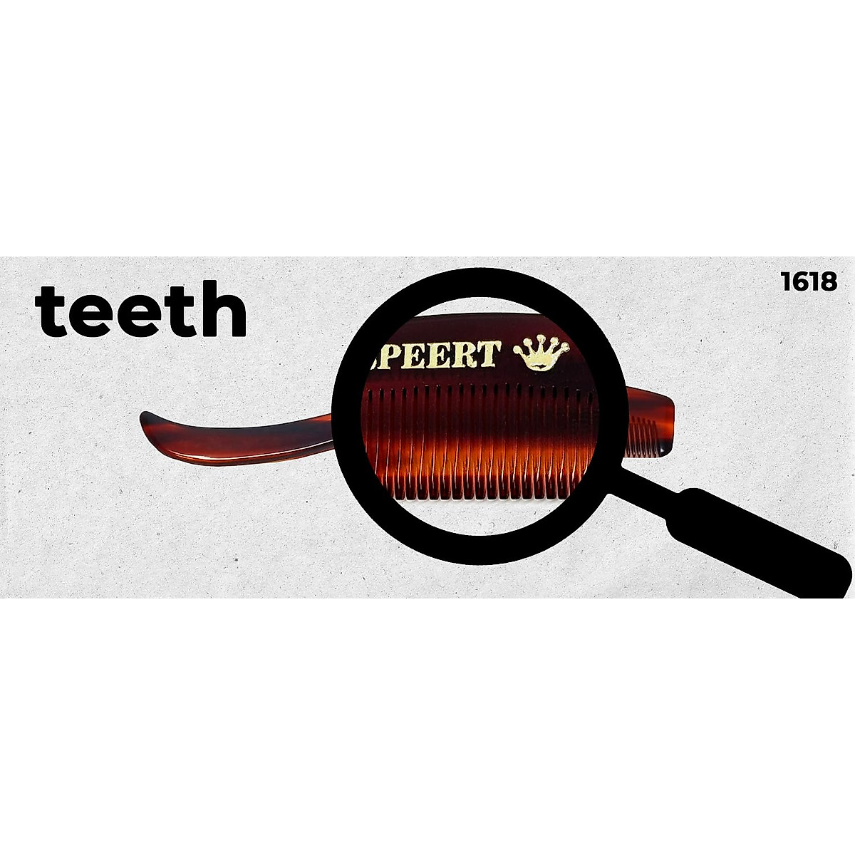 Speert Handmade Wide Tooth Mustache Beard Comb - Swiss Craftsmanship, Tortoise Havana Acetate, Thick Coarse Hair, Pocket Sized, Facial Hair Grooming, Beard Straightener, Growth Care, Styling, Wet Comb