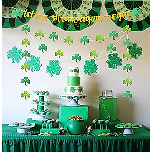 Weimaro Let The Shenanigans Begin Banner, Glittery St. Patrick’s Day Decorations, Indoor Home St Patricks Day Sign, St Patty’s Day Deocrations, Welcome Irish Party Decorations Supplies