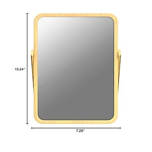 Buwico Rectangle Standing Vanity Makeup Mirror Cosmetic Mirror Table Mirror with Wood Frame and Stand Mirror for Hanging