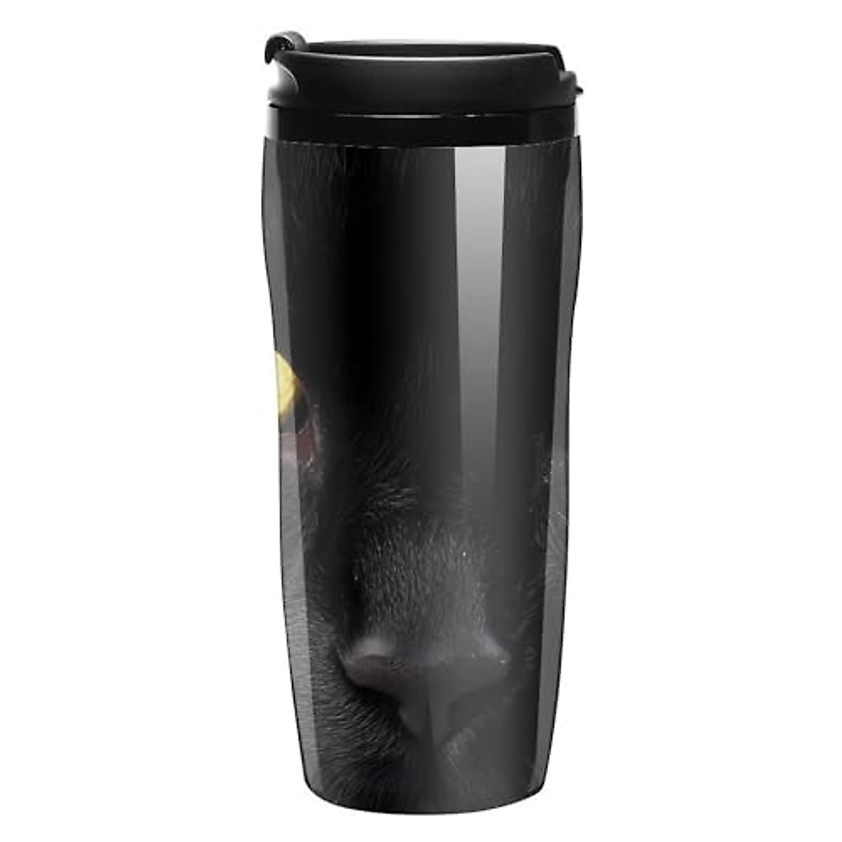 Black Cat Yellow Eyes Travel Coffee Mug Reusable Coffee Cup Tumbler with Lid for Outdoor 350ml