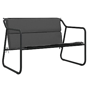 Patio Benches 2-Seater Patio Bench with Cushion Anthracite Steel,2Seater Outdoor Patio Bench with Comfortable Cushions and UVResistant Textilene for Gardens and Terraces Outdoor Furniture & Accessorie