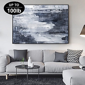 117Pcs Picture Hangers, 3 Size Picture Hooks Including 30/50/100lbs, Picture Hanging Kit, Professional Plaster Picture Hanging Kit for Wooden Wall or Drywall(50 Hangers+ 67 Nails)