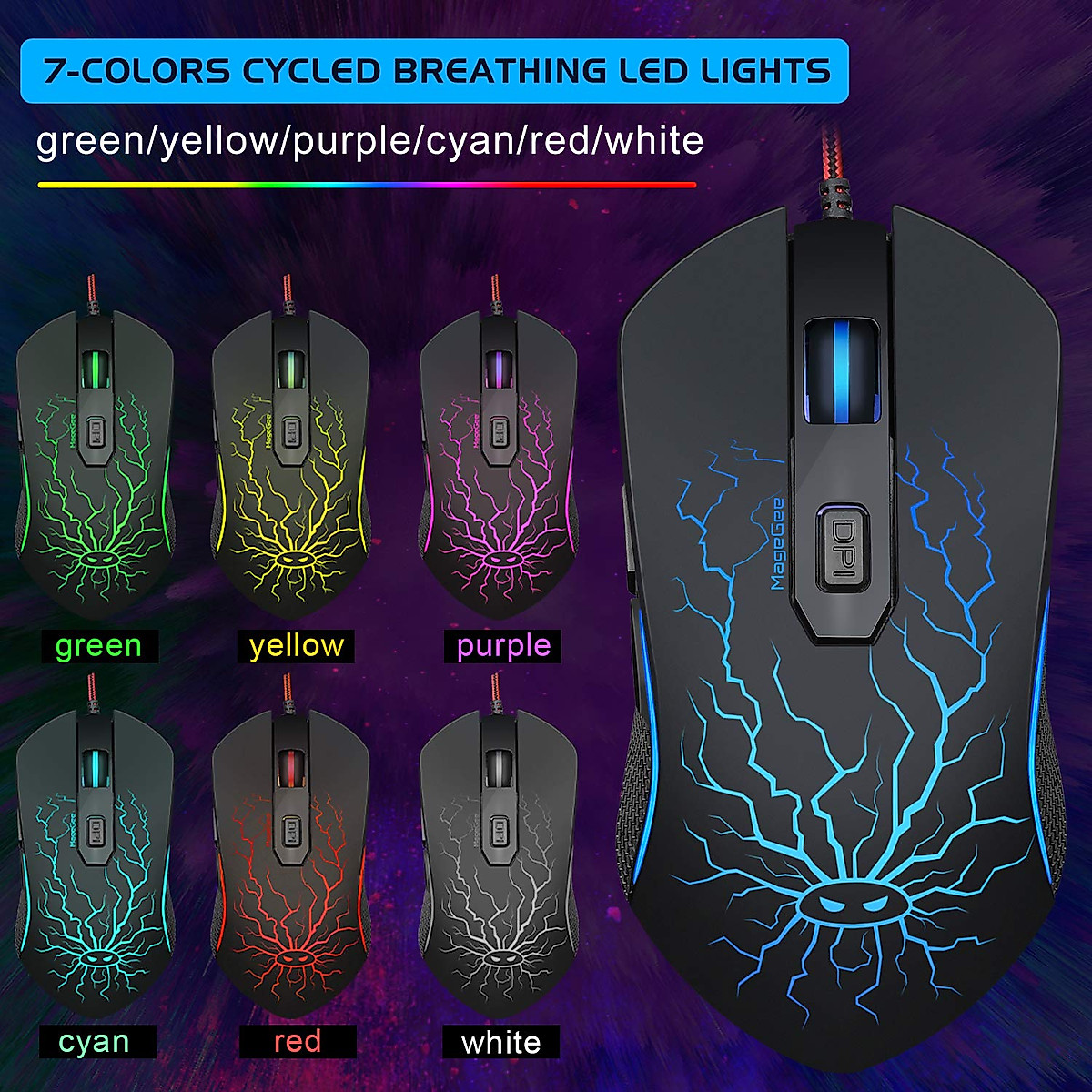 Gaming Keyboard and Mouse Combo, K1 LED Rainbow Backlit Keyboard with 104 Key for Computer/PC/Laptop