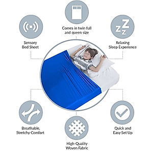 KAWAAI Sensory Compression Bed Sheet Deep Relaxing Feeling Helps with SPD, Anxiety, ADHD, Autism Breathable, Cool and Comfortable Sleeping Bedding (Color : Blue, Size : Toddler Size 69x132cm)