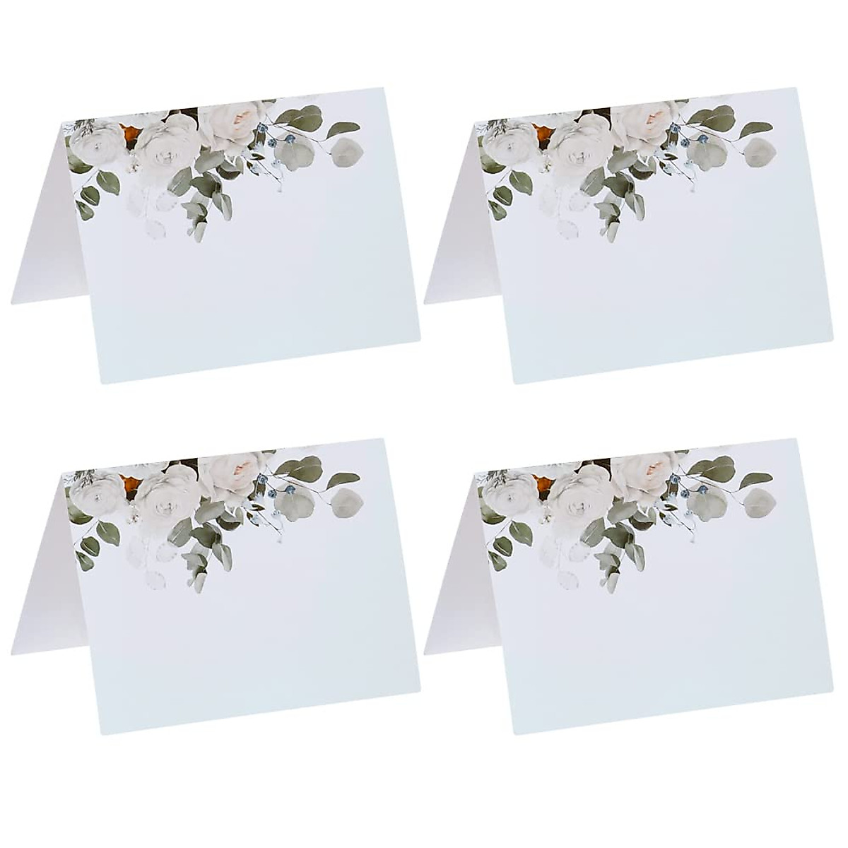 Stylish Tent Table Place Cards with Printed Watercolor Flowers - Small Paper Place Cards Name Cards - Printed on Both Sides for Table Setting, Suitable for Wedding, Banquets, Parties - 50 Packs