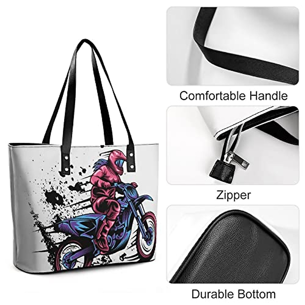 Womens Handbag Motorcycle Leather Tote Bag Top Handle Satchel Bags For Lady