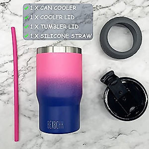 Bexbchh 4-in-1 Slim Can Cooler for 12oz Cans and Beer Bottles,Stainless Steel Double-Wall Insulated Beer Cooler,Universal Beverage Can Holder Keep Drinks Cold,Can Coozie Insulated for Beer, Soda