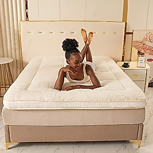 MAXYOYO Japanese Bed Futon Mattress Full Size, Floor Futon Bed Foldable Mattress for Floor Double Mattress Roll Up Guest Bed Mattress, Upgraded Ultra Soft Fluffy Full Beige Mattress