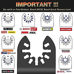 50PCS Universal Oscillating Tool Oscillating Saw Blades, Include 5PCS Titanium Oscillating Multitool Blades for Metal and Hard Material, Quick Release Multi Tool Blades Fits Most Models The Market