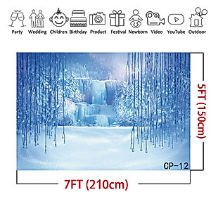 LYWYGG 7x5ft Ice and Snow White World Photography Backdrops Background Christmas Winter Snow Ice Crystal Pendant World for Children Photo Studio Props Backdrop CP-12