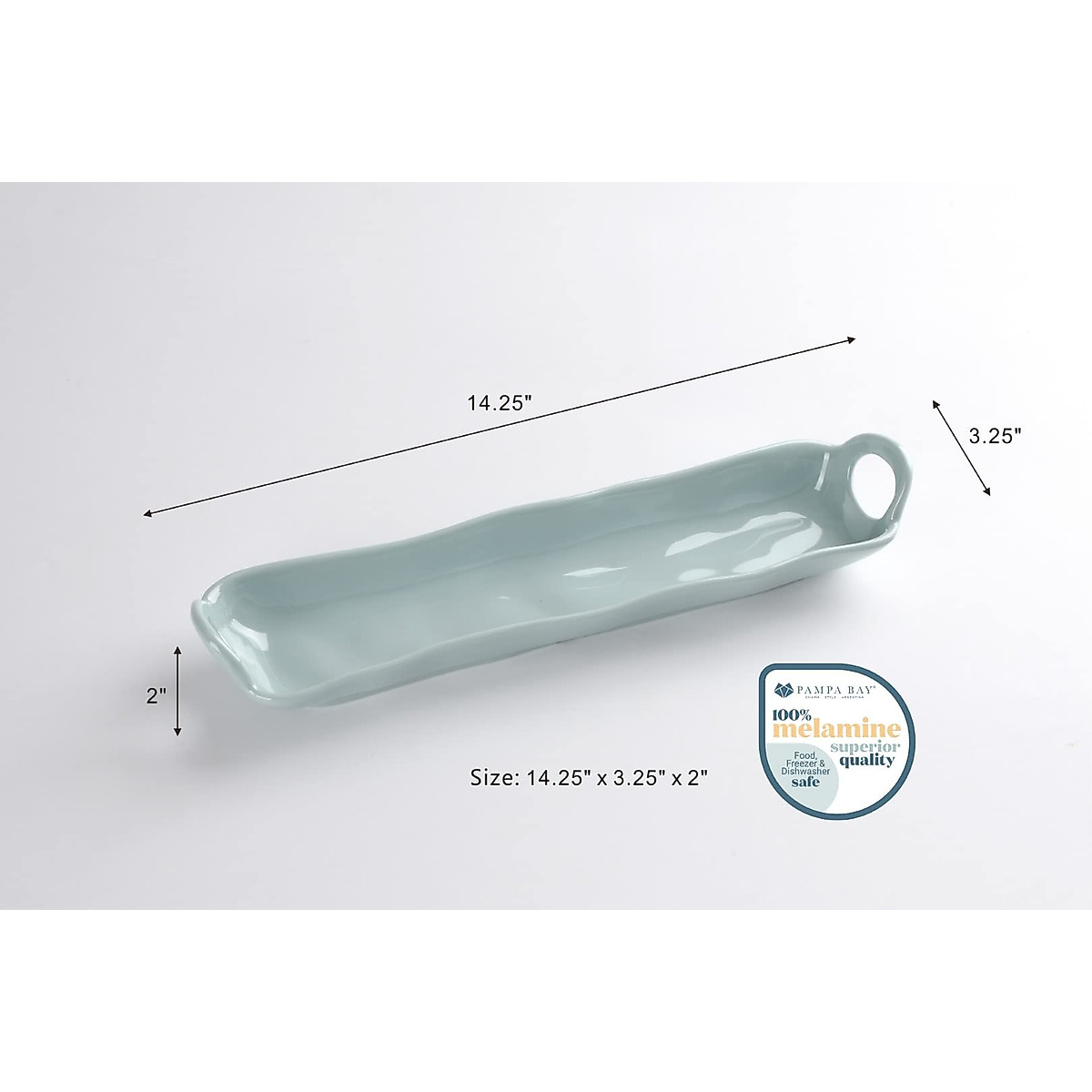 Pampa Bay Shatterproof Melamine Cracker Tray, 14.3 x 3.3 Inch, Food, Freezer, Dishwasher Safe, Aqua