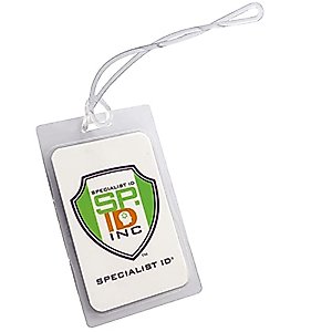 25 Pack - Heavy Duty 7 Mil Laminating Luggage Tag Pouches - Clear 2 ½ X 4 ¼ Inch Sheets - Hot Thermal Laminate Pouch Bag Tags Kit w/ Slot Hole & 6" Loops for I'd Card, Photo Badge by Specialist ID