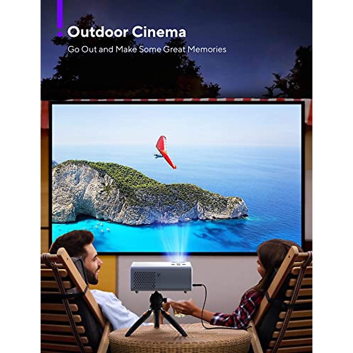 Native 1080P WiFi Projector, AKIYO 300'' Max iOS & Android Wireless Connection Phone Projector, Portable Video Home Outdoor Movie Projector, Support HDMI, TV Stick, USB, PS5, Carrying Case Included