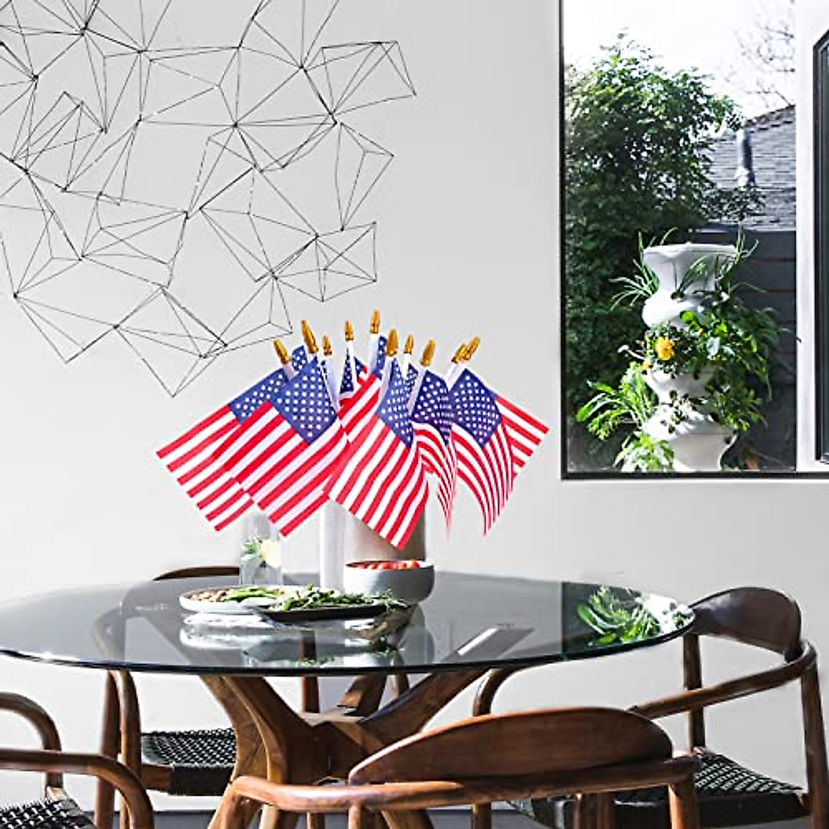 Small American Flags on Stick, 50 Pcs Fourth of July Decorations Outdoor 4''x6'' USA Flag, 4th of July Flags American Flag Small With Wooden Stick,Mini Flags for Outside Patriotic Decor for Yard Patio