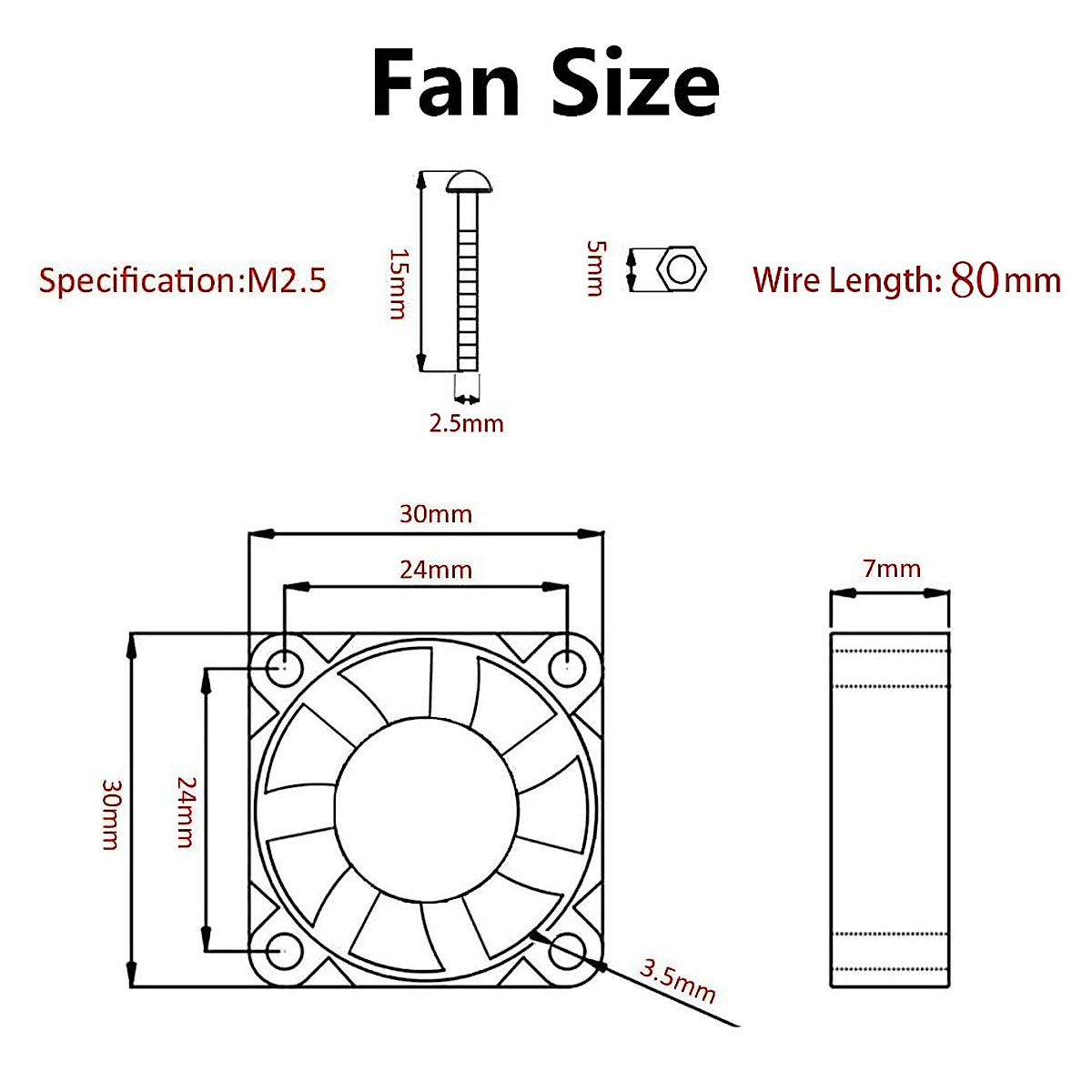 Aokin for Raspberry Pi Cooling Fan DC 5V/3.3V Brushless CPU Cooling Fan with Screws for Raspberry Pi 4 B, Pi 3 B+, Pi 3 B, Pi 2 B, Pi 1 B+, RetroFlag NESPI Case, etc, 1 Pack