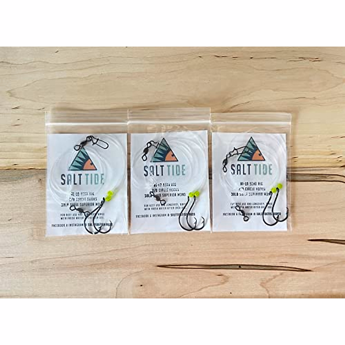 3 Pack '2/0' Bead Rig Surf Fishing Hi-Lo Double Drop Hand-Tied 30LB Mono (Glitter Lime)