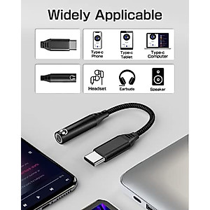 USB C to 3.5mm Aux Headphones Jack Adapter, Type C to Headphones Audio Adapter with DAC Chip for Pixel 4 3 2 XL, Samsung 22 Galaxy S22/S21 Ultra Note 20/10 S10 S9 Plus,ipad Pro/Air(Black)