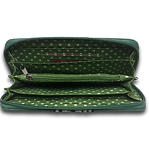 Bungalow360 Original Vegan Leather Striped Zip-Around Wallet (Grass)