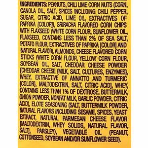 H&J Good & Gather Mexican Street Corn Inspired Trail Mix. With Seasoned Peanuts, Chili Lime Seasoned Corn Kernels, Corn Chips with Flaxseeds, Almonds & Cheddar Seasoned Corn Sticks. 8 Oz. (1Pack)