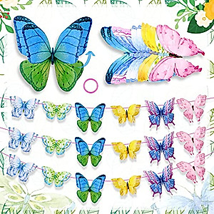 Gueevin 60 Pcs 50 ft Butterfly Garland Butterfly Banner Butterfly Party Decorations Tea Party Decoration for Tea Party Fairy Party Butterfly Party Wedding Baby Shower