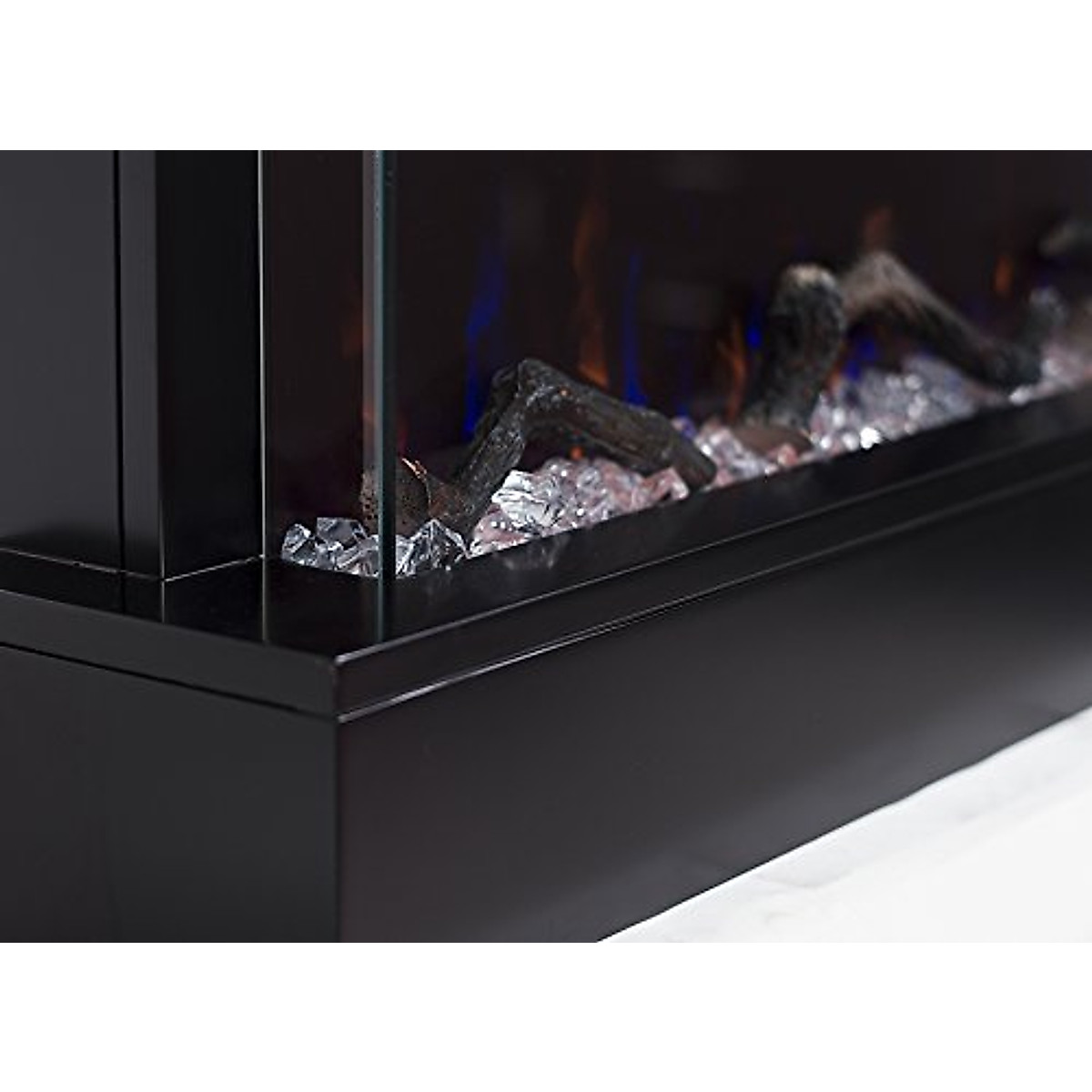 Touchstone Chesmont Smart Electric Fireplace- Wall Hanging Fireplace with 50-inch Wide Black Mantle- Alexa®/WiFi Enabled-10 Color-1500/750 Watt Heater with Thermostat- Crystals & Driftwood-Model 80034