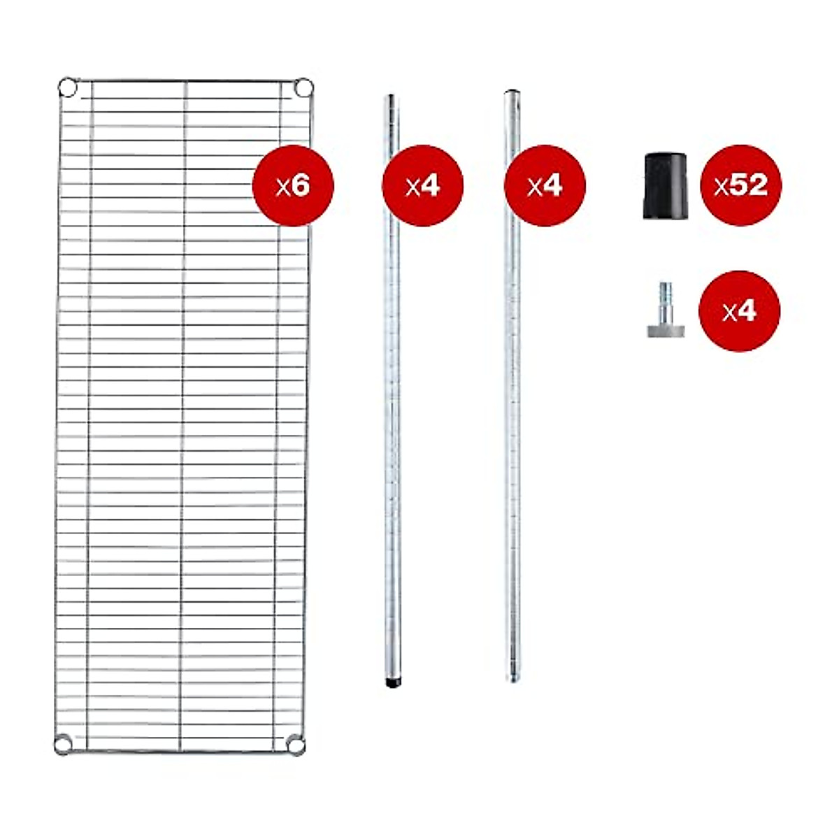 Alera NSF Certified 6-Shelf Wire Shelving Kit, 48w x 18d x 72h, Silver