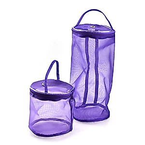 EXCEART Tool Tote Bag Empty Yarn Storage Bags Portable Knitting Mesh Bag Round Yarn Wool Bag Yarn Balls Organizer Basket Knitting Crochet Supplies Purple Woven Tote
