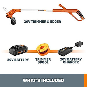 Worx WG154 20V PowerShare 10" - 12" Cordless String Trimmer & Edger (Battery & Charger Included)
