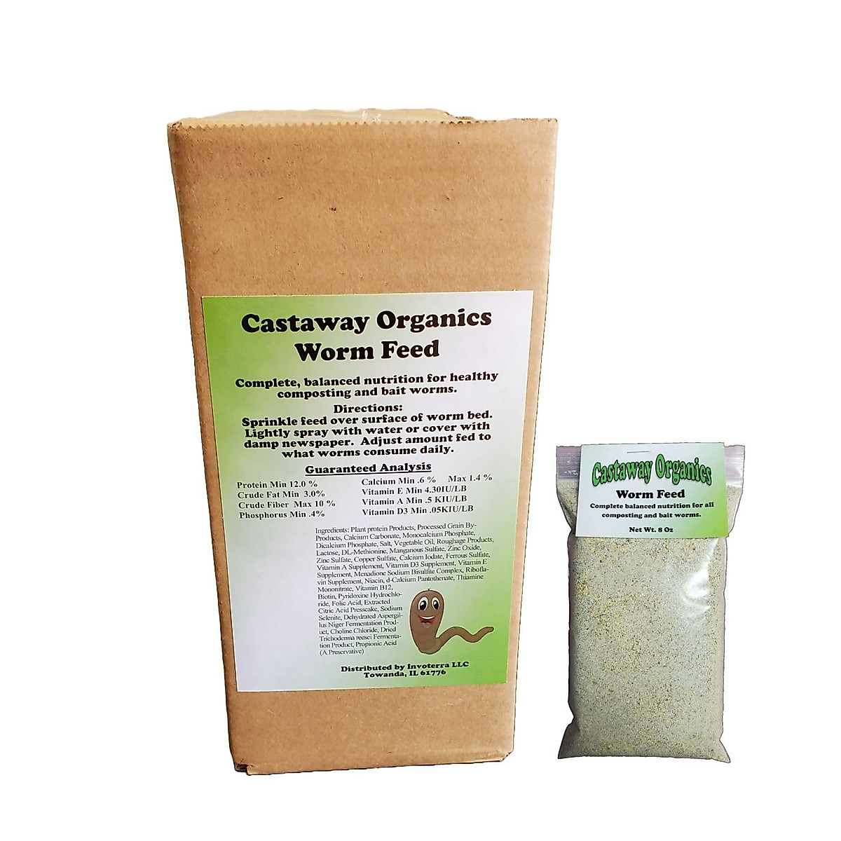 Castaway Organics Worm Food for All Composting and Live Bait Worms, Red Wigglers, Nightcrawlers (8oz Case Pack)