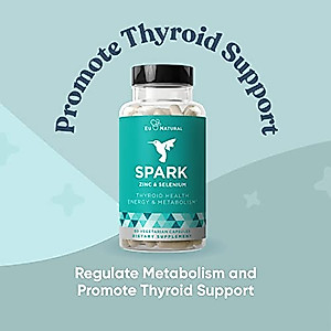 Spark Thyroid Support & Energy Metabolism – Thrive, Naturally Fight Fatigue, Balance Hormones, Promote Focused Energy – Zinc, Selenium, Iodine – 60 Vegetarian Soft Capsules